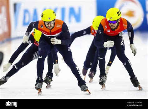 HeereNVEEN Short Track Speed Skaters Itzhak De Laat In Duel With
