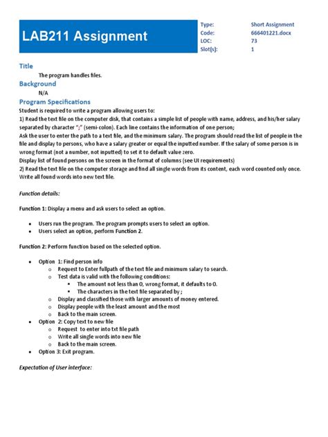 lab211 assignment title background program specifications pdf computer file programming