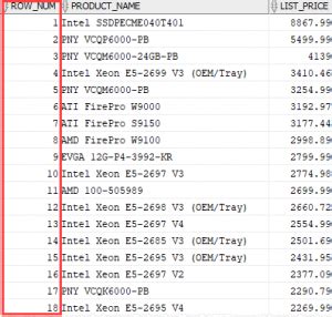 Oracle ROW NUMBER Function