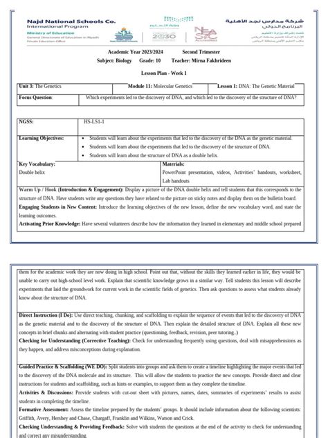 Module 11 Lesson 1 Dna The Genetic Material Pdf