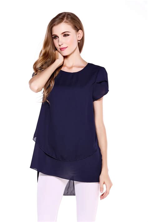 Summer Ladies Large Size Clothes False Two Chiffon Blouse 4xl Big Plus