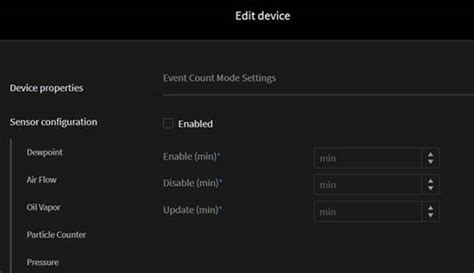 Event Count Mode Settings Event Count Mode Settings