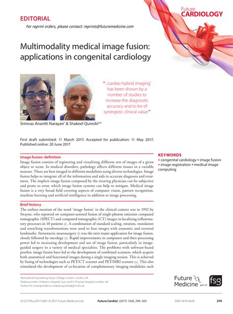 Pdf Multimodality Medical Image Fusion Applications In Congenital Cardiology