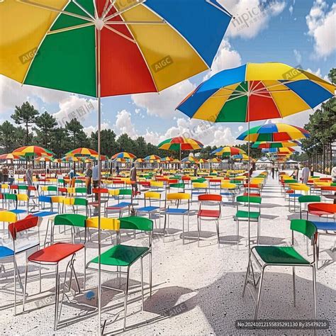 Ai创作图伞座椅组合 户外阳伞素材 景区阳伞 遮阳伞小摊 彩色遮阳伞 游客遮阳伞 彩虹伞阵 海边伞蓬 露台咖啡馆休闲伞 阳光下的太阳伞 伞座桌椅组合 彩色雨伞装点的节日 雨伞阵 桌椅遮阳伞