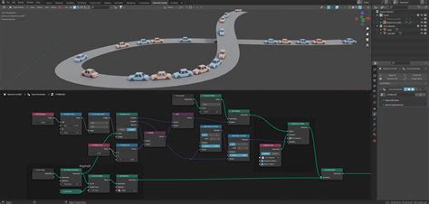 Traffic Along A Curve In Geo Nodes Without Clipping Overlapping