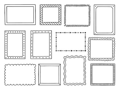 Premium Vector Hand Drawn Set Of Frames Doodle Square And Rectangular Borders In Sketch Style