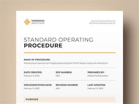 Standard Operating Procedure Template Project Details Work Instruction Business Sop A4 And Us