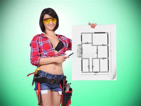 Blueprint Stock Image Image Of Contractor Paper Female 46181437