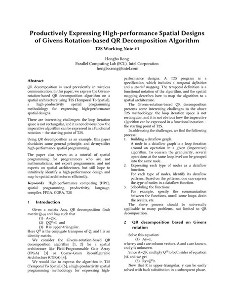 Productively Expressing High Performance Spatial Designs Of Givens Rotation Based Qr
