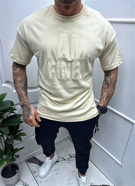 Мъжка тениска в бежово с апликация на гърба T007 4 Boutique Milano