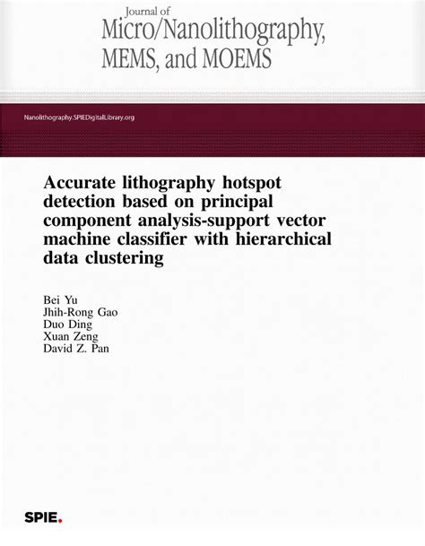 PDF Accurate Lithography Hotspot Detection Based On Principal DOKUMEN TIPS
