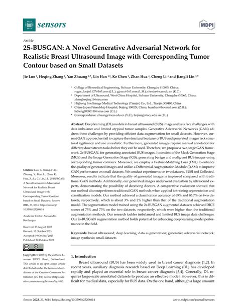 Pdf 2s Busgan A Novel Generative Adversarial Network For Realistic Breast Ultrasound Image