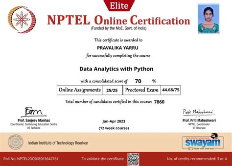 Pravalika Yarru On Linkedin Dataanalytics Python Nptel