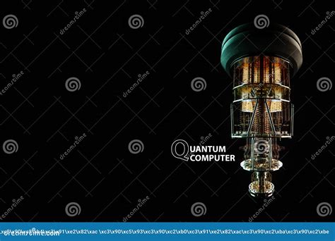 Quantum Computer Isolated On Black Golden Gear Quantum Computing