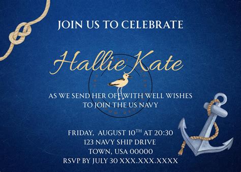 Navy Going Away Party Digital Download Invitation Template Etsy