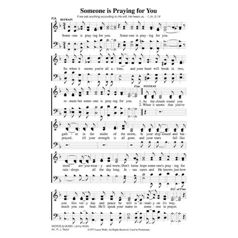 Someone Is Praying For You Pdf Song Sheet
