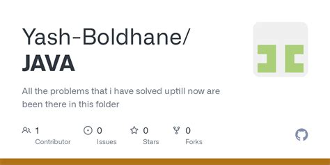 Github Yash Boldhanejava All The Problems That I Have Solved Uptill