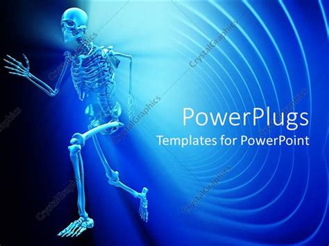 PowerPoint Template A Human Skeletal System On A Blue Colored Background