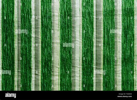 Green Striped Synthetic Woven Upholstery Fabric Close Up Texture And