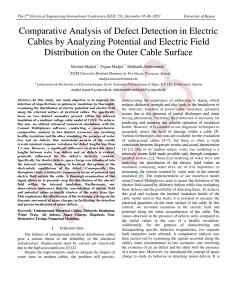 PDF Comparative Analysis Of Defect Detection In Electric Cables By Analyzing Potential And