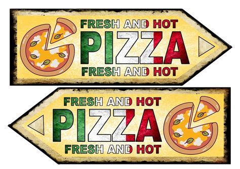 Pizza Fresh Pizza Sign Vintage Style Arrow Direction Sign Pizza Shop
