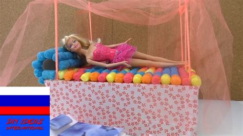 Кровать с пологом мебель для куклы Барби своими руками Youtube