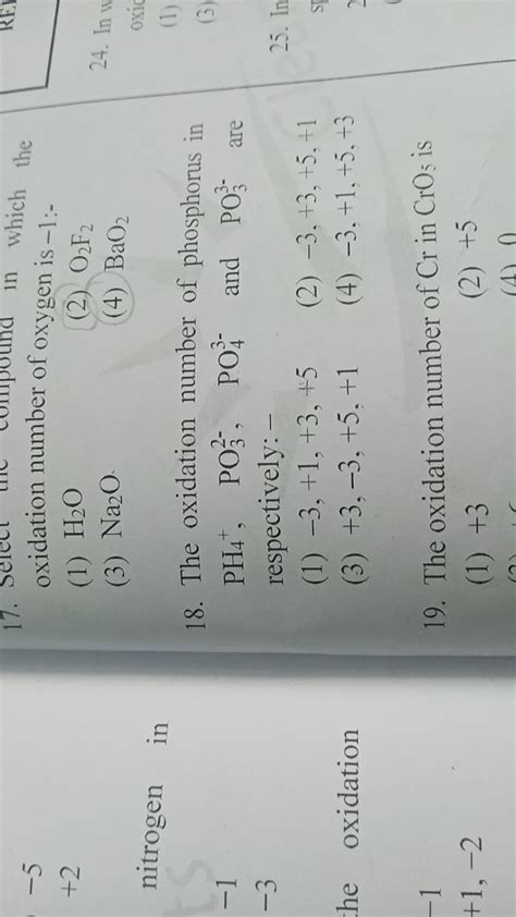 Oxidation Number Of Oxygen Is −1 Filo