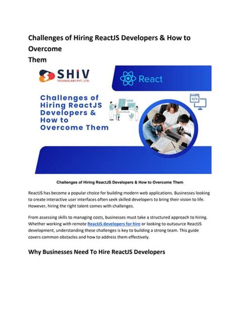Hiring Reactjs Developers Common Challenges And Solutions Pdf