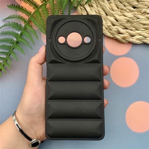 قاب گوشی Redmi A3 Redmi A3x شیائومی پافری طرح ساده مشکی محافظ لنز دار کد 89383 قاب سنتر