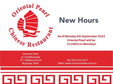 New Hours At Oriental Pearl Club Mulwala Accommodation Yarrawonga