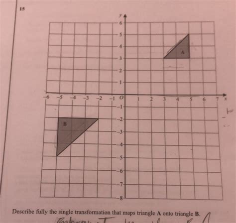 Solved 15 X Describlly The Single Transformation That Maps Triangle A Onto Triangle B [math]