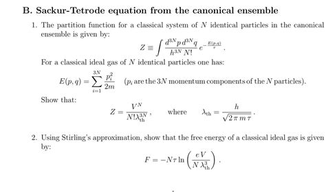 solved d3n b sackur tetrode equation from the canonical