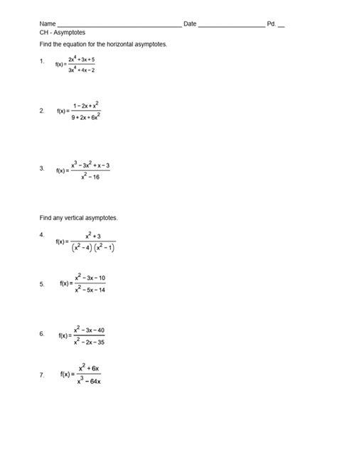 Horizontal Asymptote Pdf