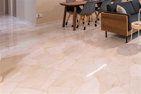 Glossy Ivory Marble Floor Tiles Design Livspace