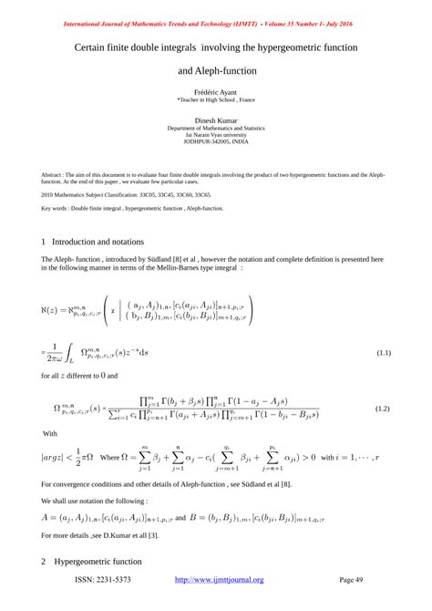 Pdf Certain Finite Double Integrals Involving The Hypergeometric