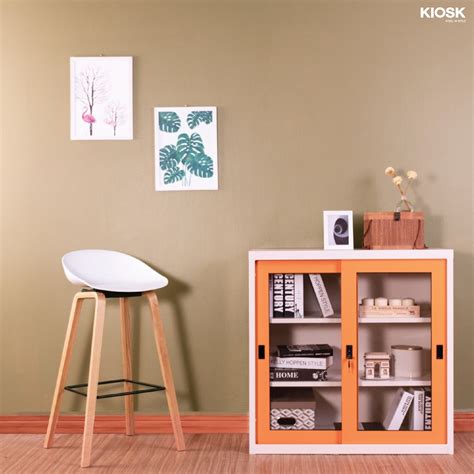 ตู้เอกสาร ตู้ใส่หนังสือ ตู้ใส่ของ ตู้บานเลื่อกระจก 3 ฟุต ตู้เหล็ก Kiosk