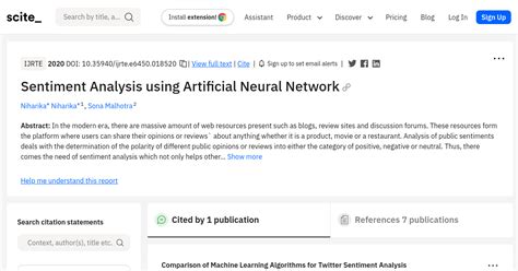 Sentiment Analysis Using Artificial Neural Network