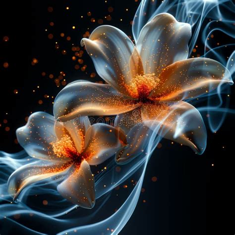 Glowing Flower With Fiery Trails And Sparkles Generative Ai Stock