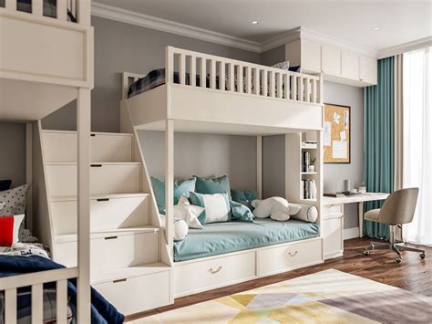 Двухъярусная кровать углом для детей 85 фото
