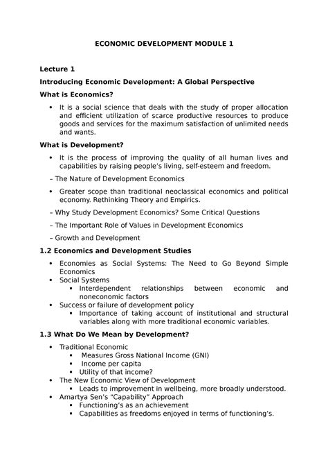 module 1 lecture notes 1 2 economic development module 1 lecture 1 introducing economic