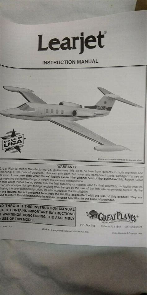 Great Planes Learjet Rc Model Airplane Kit 555 Wing Span 50 Long
