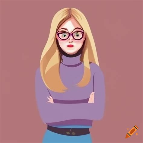 Illustration Of A Stylish Young Woman With Blonde Hair And Round Glasses On Craiyon