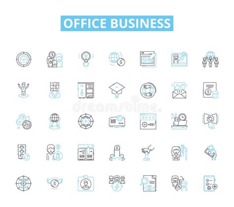 Office Business Linear Icons Set Productivity Collaboration Communication Efficiency
