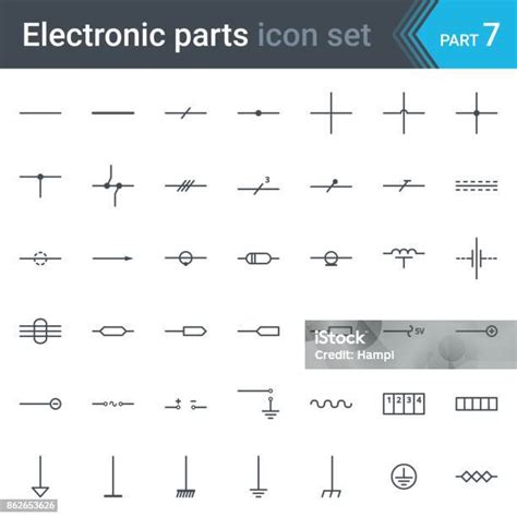 전기 및 전자 회로 다이어그램 기호 집합 선 와이어 케이블 및 전기 지휘자 0명에 대한 스톡 벡터 아트 및 기타 이미지 0명
