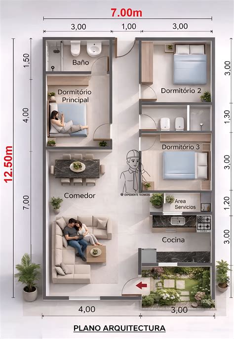 Expedientes Plano Arquitectónico De 7x1250m ️💚🏠 Arquitectura