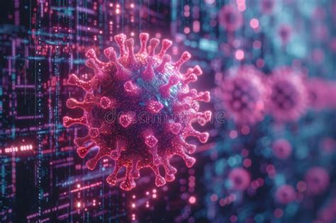 Computer Virus In Digital Background Cyber Attack Information Leak Ransomware Stock