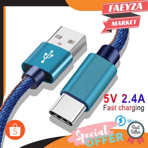 Jual Kabel Data Type C Fast Charging Data Cable Type C A Denim Gaming Data Cable Shopee