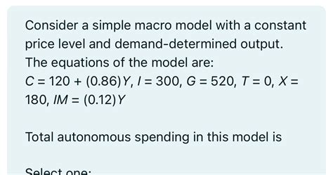 Solved Consider A Simple Macro Model With A Constant Price Chegg