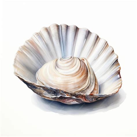 Realistic Life Drawing Of Full Body Clam On White Background Premium