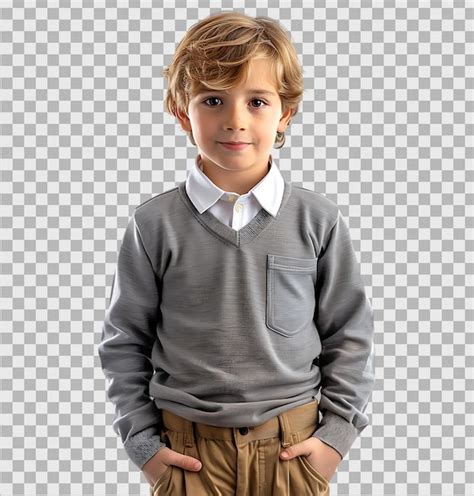 Мальчик в школьной форме на изолированном прозрачном фоне Премиум Ai сгенерированный Psd